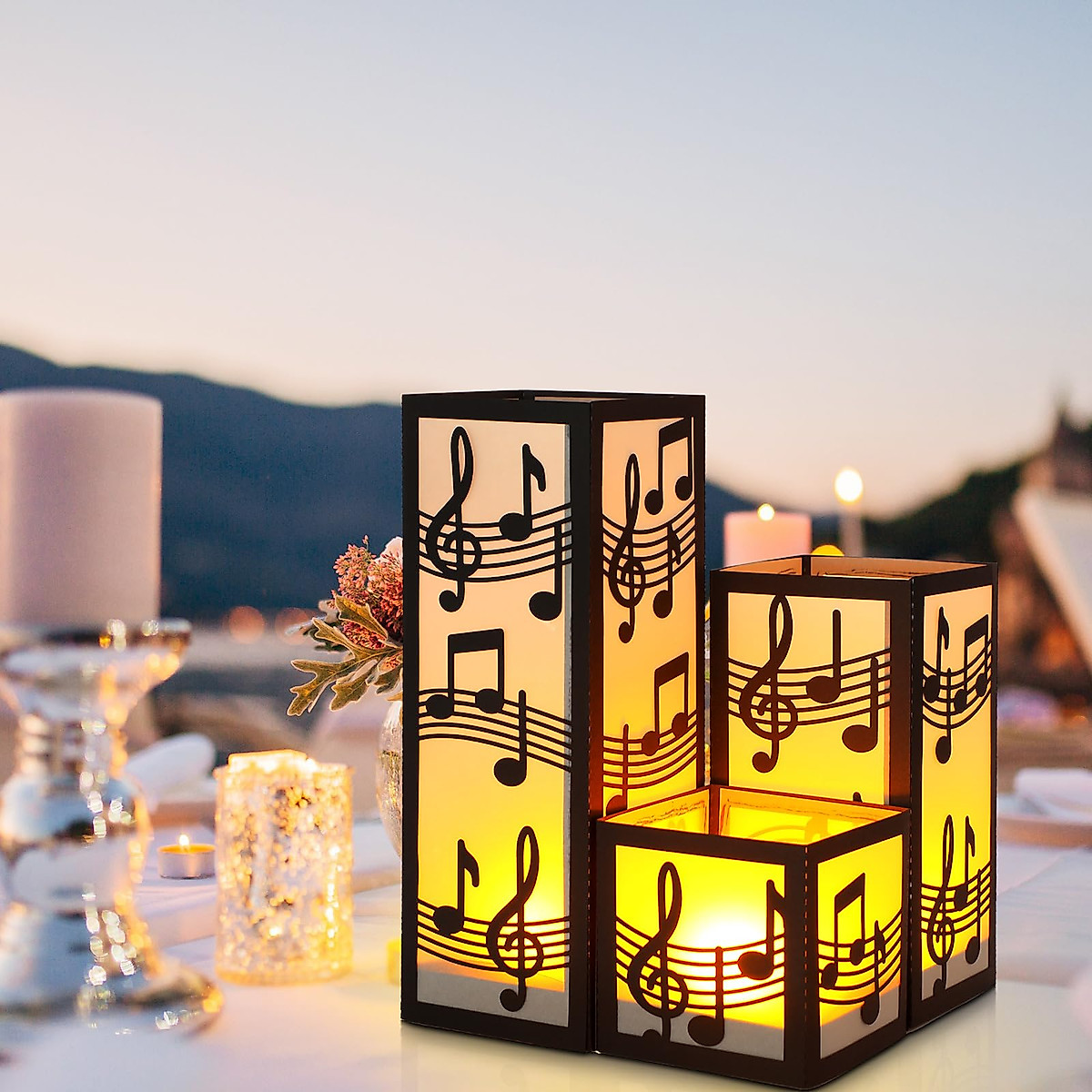 Rossesay 12 Pcs Music Centerpieces for Table - Music Note Paper Lanterns
