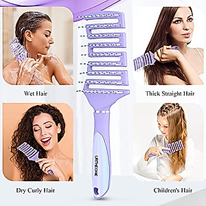 Hair Brush, Curved Vented Detangling Hair Brushes for Women Men Wet or Dry Hair,Faster Blow Drying Styling Professional Paddle Vent detangler brush for Curly Thick Wavy Thin Fine Long Short Hair