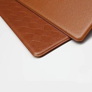 YUANIMAT Kitchen Anti Fatigue Floor Mat,Cushioned Anti-Fatigue PVC Kitchen Rugs - Ergonomic Comfort Rug for Kitchen,Office,Sink,Laundry -Non-Slip Standing Desk Mat (29.5 Inch x 17.7 Inch, Grid-Brown)