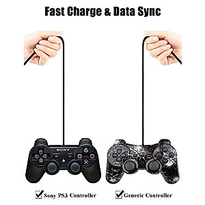 Drimoor 2 Pack 10ft PS3 Controller Charger Cable - Magnetic Ring Mini USB Data Charging Cord for PS Move Playstation 3 Wireless Controller, TI84 Plus CE, Digital Camera