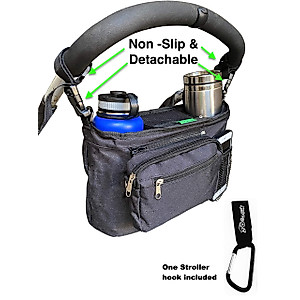 Booyah Stroller Detachable, Non Slip, Insulated Organizer Cup Holder fits hydroflask.
