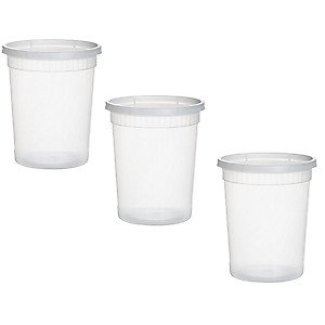Mr Miracle Deli Containers with Lids - 12 Pack of 32 oz Clear Airtight Reusable Plastic Food and Multi-Purpose Containers - Microwave, Freezer, and Dishwasher Safe