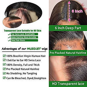 13x6 Lace Front Wigs Human Hair Pre Plucked 180 Density 26 Inch HD Body Wave Lace Front Wigs Human Hair 10A Frontal Wigs Human Hair wigs for Women Glueless Wigs Human Hair Pre Plucked Black wig