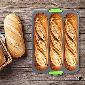 CALLARON Baking Pan Silicone Baguettes Pan Nonstick 3 Wave Loaves French Toast Bread Baking Tray Loaf Mold Pan for DIY Making Breadstick Cake Kitchen Baking Mould Supplies Baking Pans