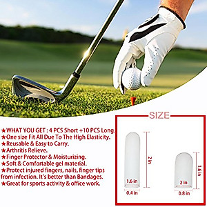 Gel Finger Cots, Finger Protector Support(14 PCS) New Material Finger Sleeves Great for Trigger Finger, Hand Eczema, Finger Cracking, Finger Arthritis and More. (Small Size) (White, Small)