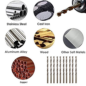 2mm Cobalt Drill Bit M35 HSS Metal Drill Bit Set for Hard Metal Stainless Steel Cast Iron(10 Pcs 2mm)