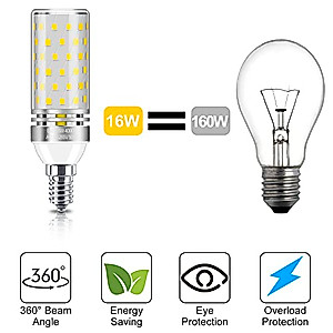 16W E12 LED Corn Bulbs, 1500LM Natural White 4000K Candelabra Light Bulbs, 100W Equivalent, E12 Base LED Chandelier Bulbs, Non-Dimmable LED Lamp, 4Pack