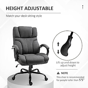 Vinsetto 500lbs Big and Tall Office Chair with Wide Seat, Executive Computer Chair with Adjustable Height, Swivel Wheels and Linen Finish, Dark Grey