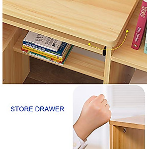 Computer Desk with Shelves and 2 Drawers,Multiple Desk for Home Sturdy Office Desk with Bookshelf,Pc Laptop Study Writing Table Workstation