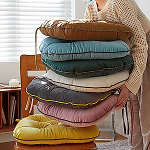 LUYAJYI Dining Chair Padding 19 X 18 Inch Lace-up Chair Cushion Non-Slip Dining Chair Cushion Machine Washable Velvet Chair Cushion White