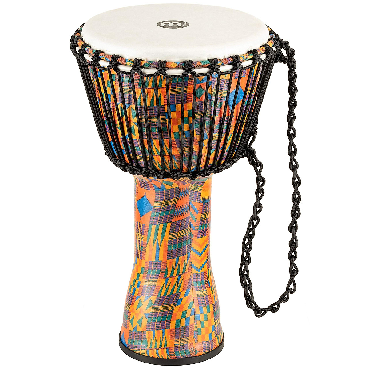Meinl Percussion Travel Djembe Hand Drum Circle Instrument, Synthetic Shell and Head — NOT MADE in CHINA — African Mali Weave Rope Tuning, 2-YEAR WARRANTY, Kenyan Quilt, Medium (PADJ2-M-F)