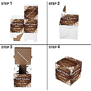 ZEDEV Rustic Floral Card Box, Reception Box for Baby Shower, Wedding, Bridal Shower, Engagement, Birthday Party Game Supplies, Decorations, Set of 1(BOX-11)