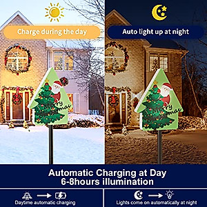 Fastruggle Merry Christams Yard Stake Sign Decoration,Solar Christmas Decoration Stake Lights, Xmas Outdoor Solar Pathway Lights Waterproof Decoration for Patio Garden Lawn Home Front Door
