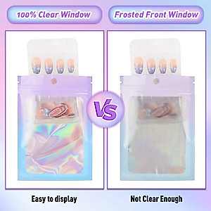 Funfery 100 Pack Holographic Bags Mylar Bags,Clear Window Smell Proof Bags Foil Seal Pouch Resealable Bags with Ziplock,Packaging Bags for Food Storage,Jewelry,Business Supplie(3.1×5.1in,Purple Blue)