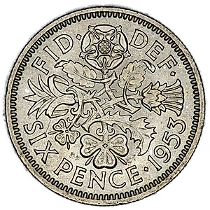 1953 UK Elizabeth II United Kingdom KM# 889 With BRITT:OMN Sixpence Very Good