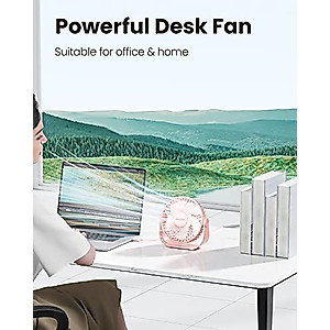Gaiatop USB Desk Fan, 3 Speeds Portable Small Fan with Strong Airflow, 5.5 Inch Quiet Table Fan, 90° Rotate Personal Cooling Fan For Bedroom Home Office Desktop Travel (Pink)