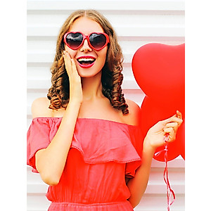 Blulu 12 Pieces Neon Colors Heart Shape Sunglasses for Women Party Favors and Festival (Mixed Color)