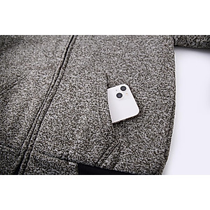 Plus Size S-5XL Marled Fleece Hoodie for Men Heavyweight Sherpa Lined Full Zip Up Big&Tall Long Sleeve Winter Jacket Coat(Dk.Grey, 5XL)