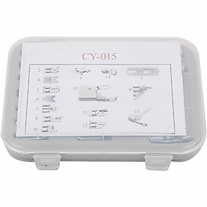 Universal 15 Piece Sewing Machine Presser Walking Feet Kit - OEM Suitable for Babylock Janome Brother New Home Singer Kenmore Simplicity Toyota Necchi