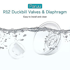Paruu R12 Duckbill Valves & Silicone Diaphragm, R12 Original Breast Pump Parts, Wearable Breast Pump Replacement Accessories, 2 Pack Set
