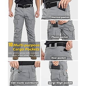 NAVEKULL Men's Outdoor Tactical Pants Rip Stop Lightweight Waterproof Military Combat Cargo Work Hiking Pants