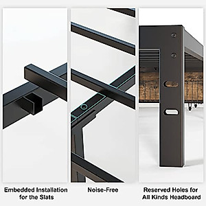 IRONCK King Bed Frame with 2 XL Storage Drawer, Platform Bed Frame Strong Steel Double Reinforced Support, No Box Spring Needed, Wooden Board Decor