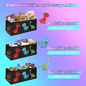 Extra Large Toy Box, Collapsible Sturdy Toy Storage Organizer with Lids, Dinosaur Toy Box for Boys Girls, 40"x16"x16" Kids Toy Chest Bin Box Baskets for Living Room, Playroom, Bedroom, Nursery, Black