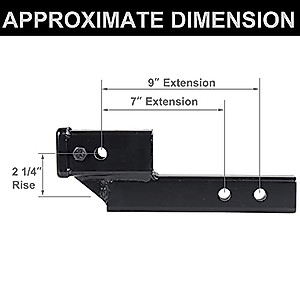 REYSUN 864121 Trailer Hitch Riser with 2.25 inch Rise/Drop for 2 inch Receiver Hitch Extension, Solid Shank, Hitch Pin Kit Included