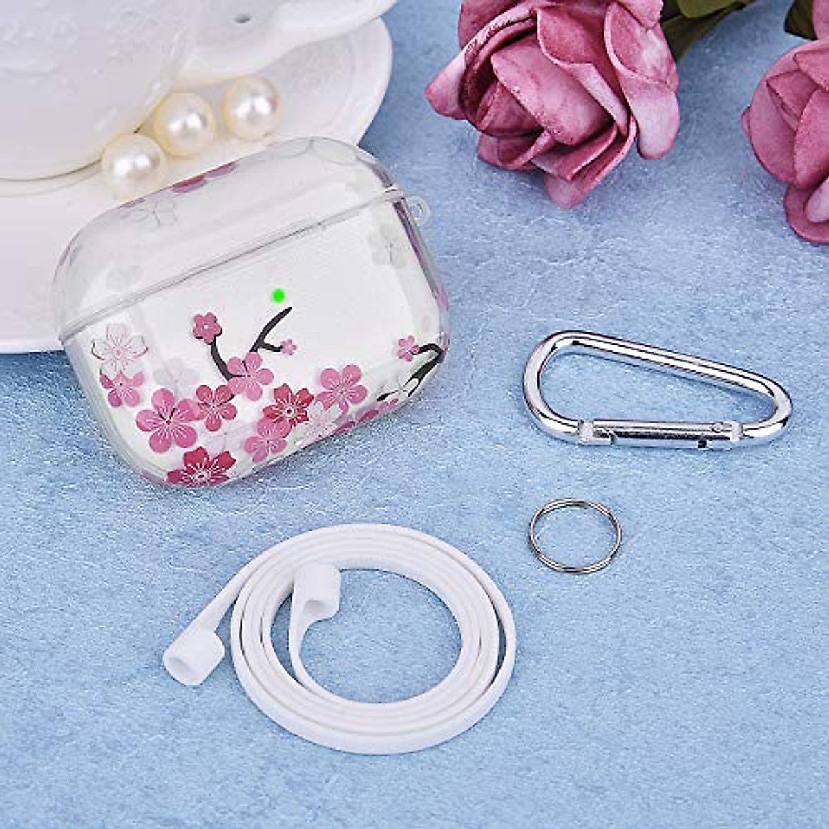 V-MORO Compatible with Airpods Pro/Pro 2 Case, Cute Clear Airpod Pro Case Cover Transparent Protective Case Girl for Apple Airpods Pro [Front LED Visible] Charging Skin Women ( Plum Flower)