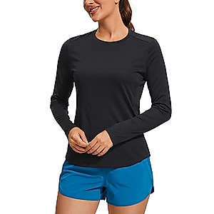 CRZ YOGA Womens UPF 50+ Sun Shirts Long Sleeve UV Protection Workout Tops Lightweight Quick Dry Outdoor Hiking Running Shirts Black Medium