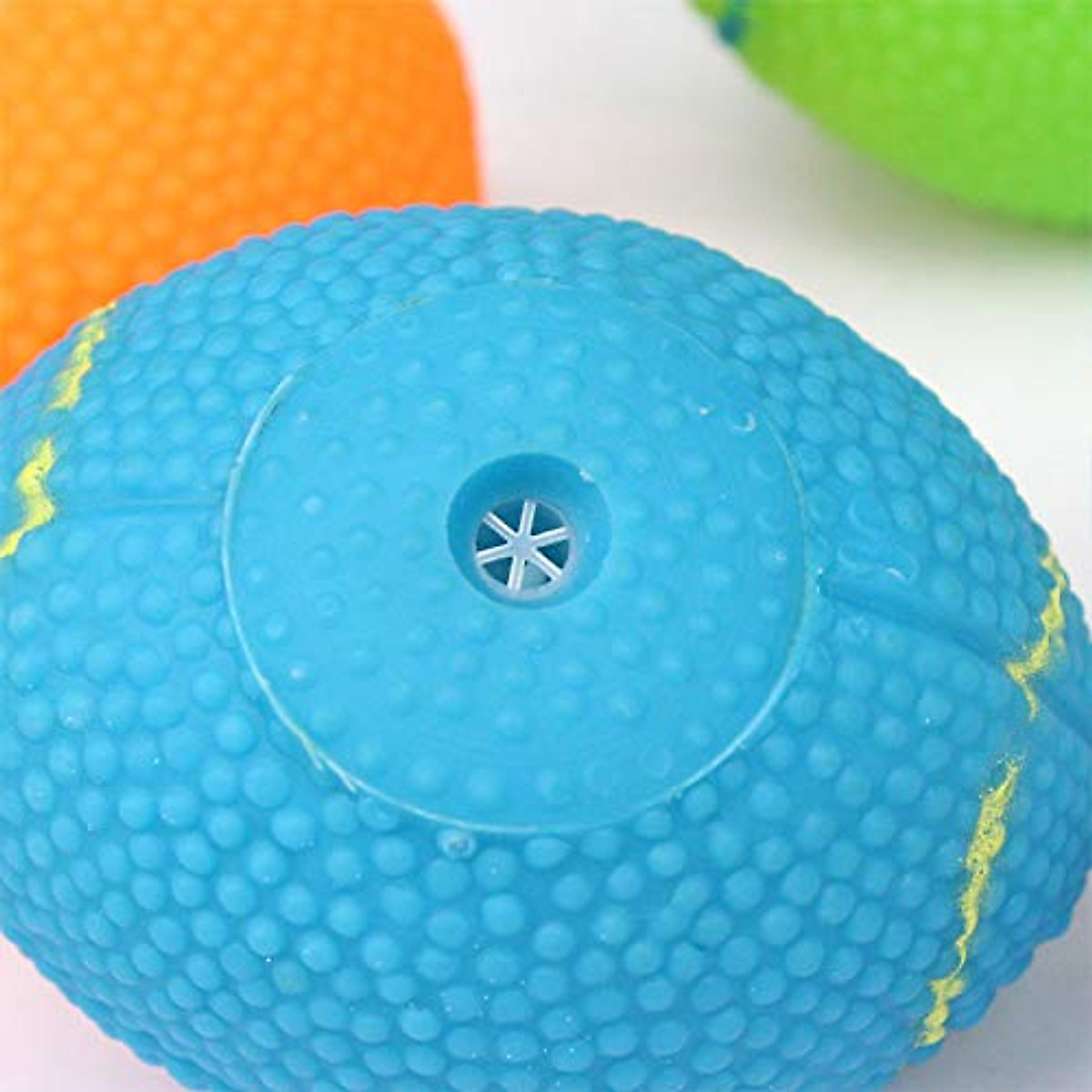 Hypeety Dog Squeak Chew Ball Interactive Toy Chewing Durable Latex Balls Toys for Small Medium Large Dogs Tooth Cleaning Chewing Playing (1pcs Random Color) (Rugby)