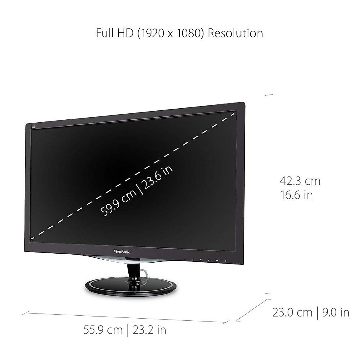 ViewSonic VX2457-MHD 24 Inch 75Hz 2ms 1080p Gaming Monitor with FreeSync Eye Care HDMI and DP, Black