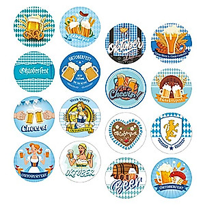 Oktoberfest Buttons Pins Bavarian Badges - Beer Festivities  Event Party Favors Supplies Decorations 48Ct