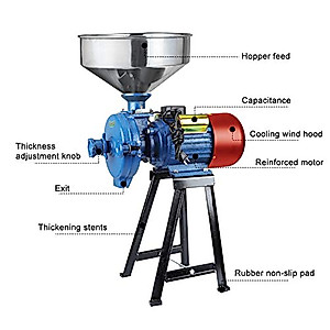 SLSY Electric Mill Grinder 110V 3000W, Commercial Electric Feed Mill Dry Grinder, Heavy Duty Milling Machine Cereals Grinder Rice Corn Grain Coffee Wheat with Funnel