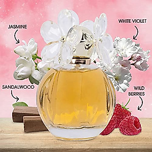 NovoGlow DAICY POUR FEMME, Eau de Parfum Spray for Women, Casual Daily Cologne Set with Deluxe Suede Pouch - Succulent Wild Berries, Daytime & Casual Use, for all Skin Types, 3.4 Fl Oz