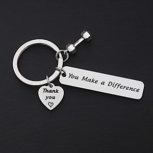 FOTAP Fitness Trainer Thank You Gift You Make a Difference Keychain Workout Jewelry Gift for Fitness Instructor(fitness keychain)