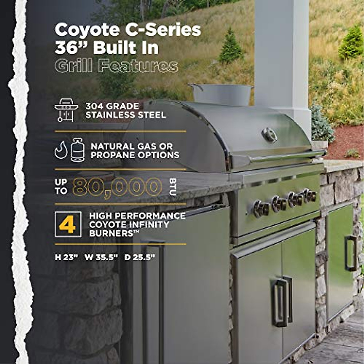 Coyote C-Series 36-Inch, 4-Burner Built-in Propane Gas Grill - C2C36LP