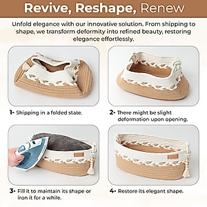 Bathroom Basket - Spacious Toilet Paper Basket for Back of Toilet - 14" x 6.5" x 5" Back of Toilet Basket - Toilet Basket Tank Topper w/Removable Tassel - Braided Toilet Tank Basket w/Knot Handles