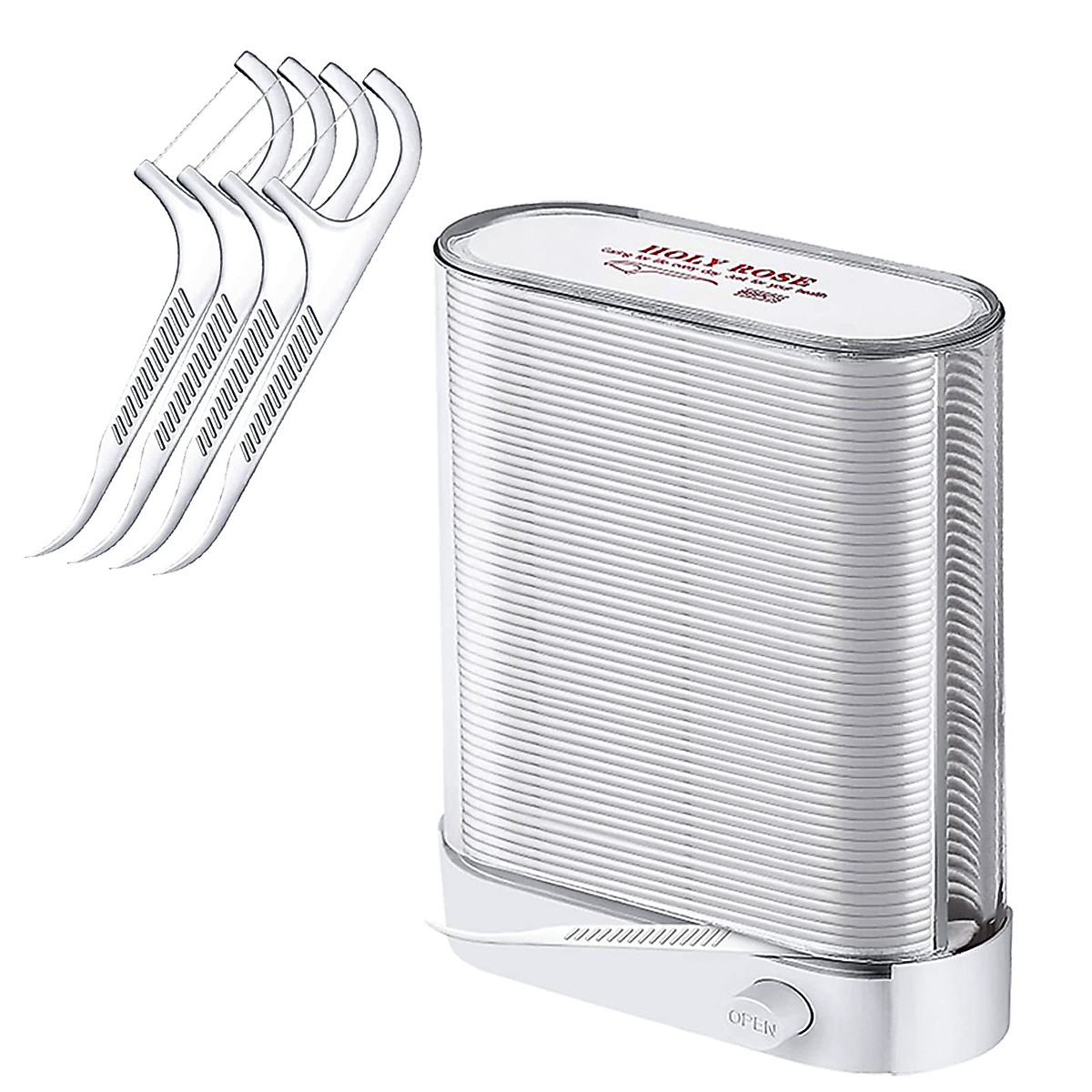 Dental Floss Picks Holy Rose Pop Up Flossers White Dispenser, with Adult Flossing Sticks 88 Count,No Fragrance Smell，Sealed Storage,Cleaning Teeth More Hygienic