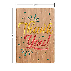 HeartSpace Cards Wooden Thank You Card With Confetti Design, Unique Gift For Any Occasion, Mother's Day, Father's Day, Anniversary & Special Greeting for Family, Friends, Teachers & Coworkers, Made from Sustainable Bamboo