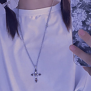 LIRUNQIN Y2k Necklaces Coquette Jewelry Indie Jewelry Cross Necklace Accessories Grunge Emo Punk Gyaru Necklaces for Women