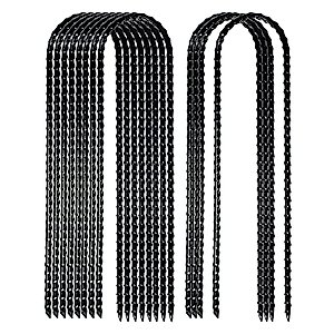 Nigh Coated Rebar Trampoline Wind Stakes Set of 12 Safety Ground Anchors Stakes Extra Heavy Duty Metal Landscape Staples 10 Inches Long (Black)