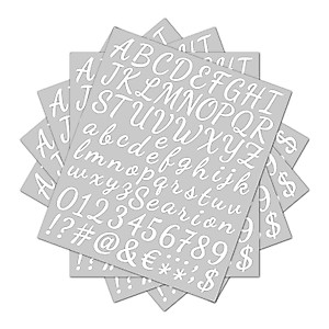 16 Sheets Vinyl Letters Numbers Kit,Self Adhesive Cursive Alphabet Letter Sticker, DIY Number Letter Decal Script Pantry Labels for Home,Office,Mailbox,Door,Grad Cap (White,1 Inch)