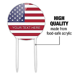 GRAPHICS & MORE Acrylic American USA Flag Personalized Custom Cake Topper Party Decoration for Wedding Anniversary Birthday Graduation