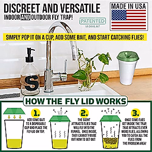 Billy-Bob Fly Lid - Indoor Outdoor Eco Friendly Fly Control Pack - Includes 24 Fly-Lids for Disposable Cups and 3 Fly-Lids for 5 Gallon Buckets