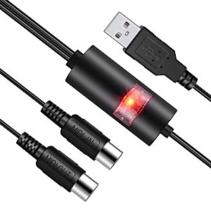 LiDiVi in-Out MIDI to USB Cable, 5-PIN DIN MIDI Cable Convert Piano Keyboard Instruments with Laptop PC MAC, No Need Drivers for Home Music Studio ¨C 6.5Ft, Black