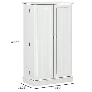 HOMCOM 41" Farmhouse Kitchen Pantry, Freestanding 2 Door Storage Cabinet with Adjustable Shelves for Living Room and Dinning Room,White