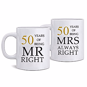 Kwieema 50th Wedding Anniversary for Couples, Golden 50th Anniversary for Parents, 50th Wedding Anniversary Coffee Mugs Grandparents Couples Mugs 50 Year Parents Anniversary Mug