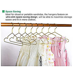 Amber Home 12Inch Gold Kids Baby Hangers 20Pack, Strong Metal Children Clothes Hangers for Closet, Space Saving Infant Hanger for Toddler Coats Pants (Gold, 20)