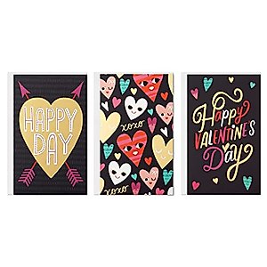 Hallmark Kids Mini Valentines Day Cards Assortment, 18 Classroom Cards with Envelopes (Gold Foil Happy Hearts)